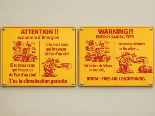 Panneau humoristique sur les économies d'énergie | Free Files - Atomm