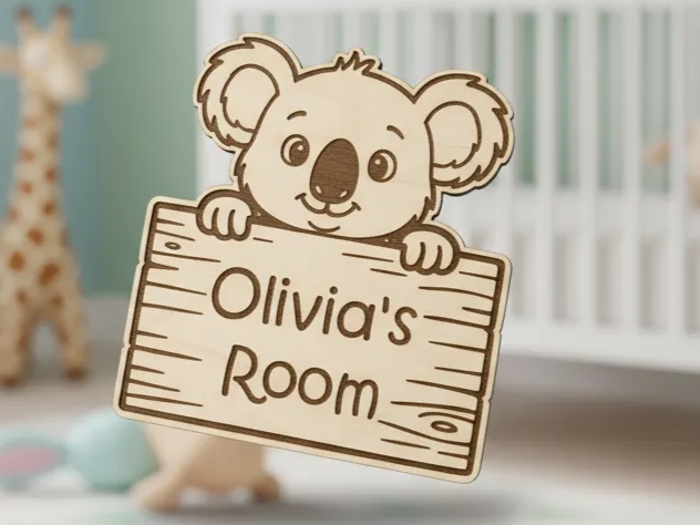 Laser cut and engrave | Customizable Koala Door/Wall Sign | Ready to ...