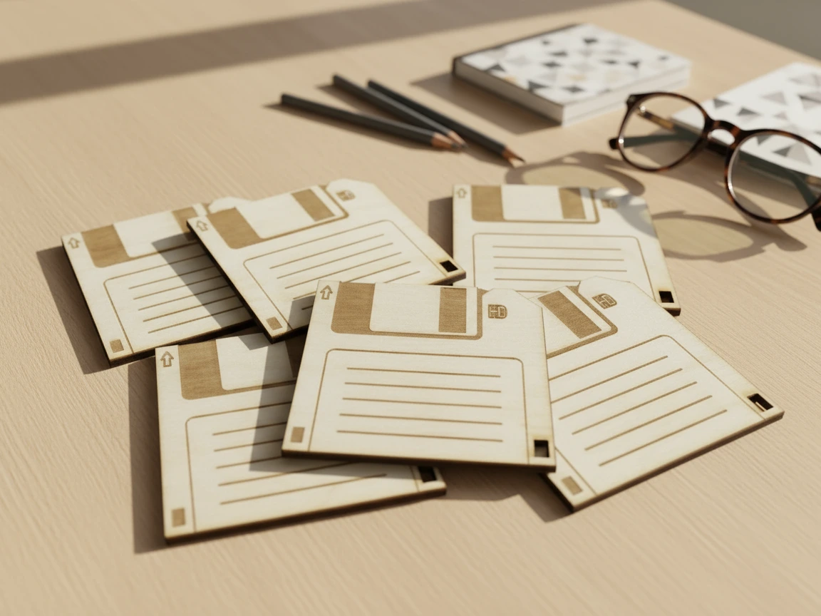 Laser Cut Wooden Coasters Shaped Like Vintage Floppy Disks | Free Files ...