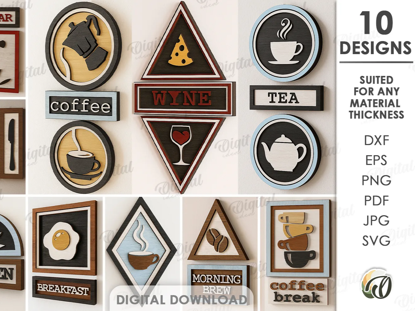 3D Rustic kitchen signs bundle. Kitchen sign laser cut files. Wooden ...