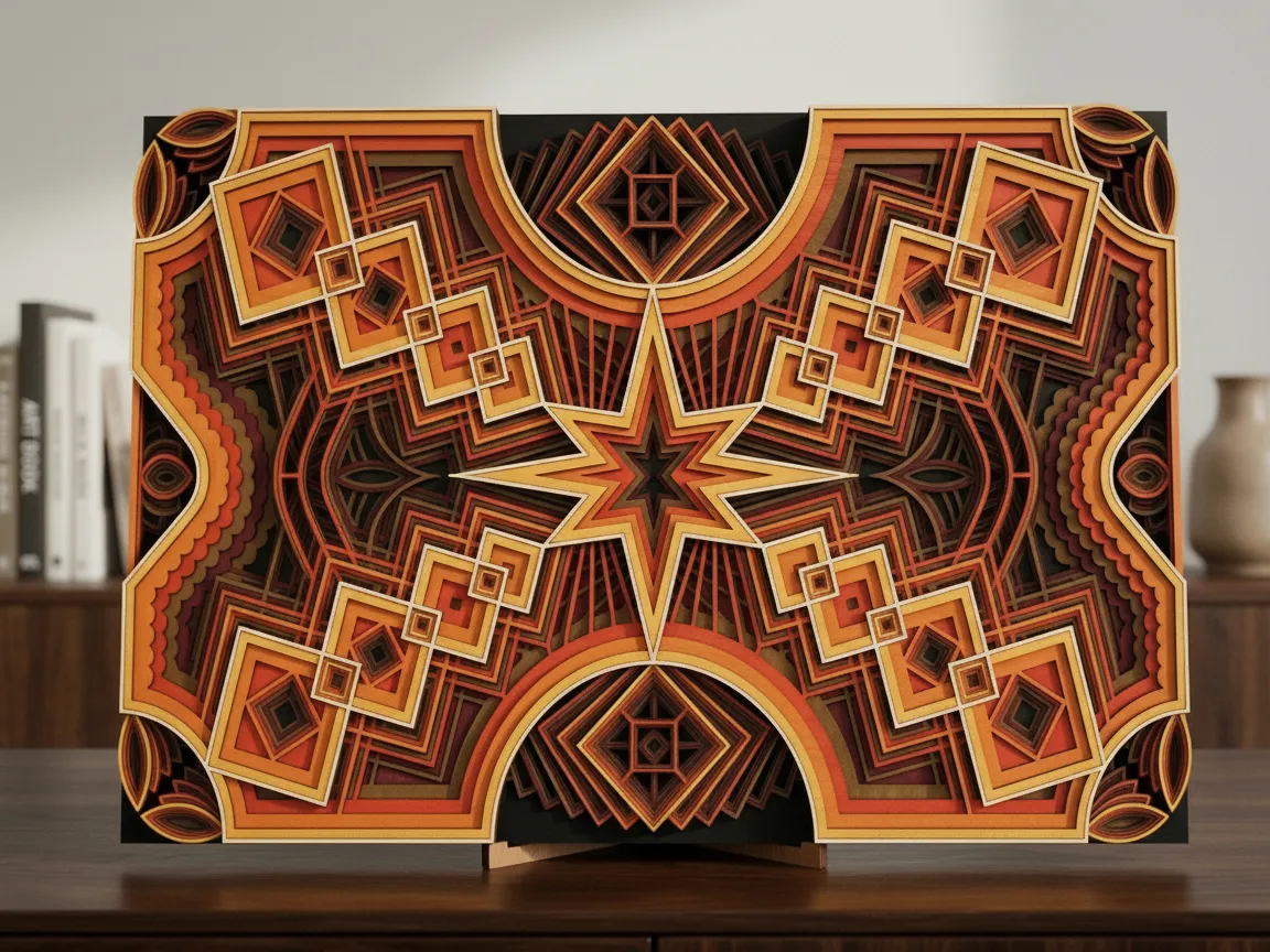 Laser Cut Multilayer Ornamental Abstract #3 – 8 Layered Ornamental ...