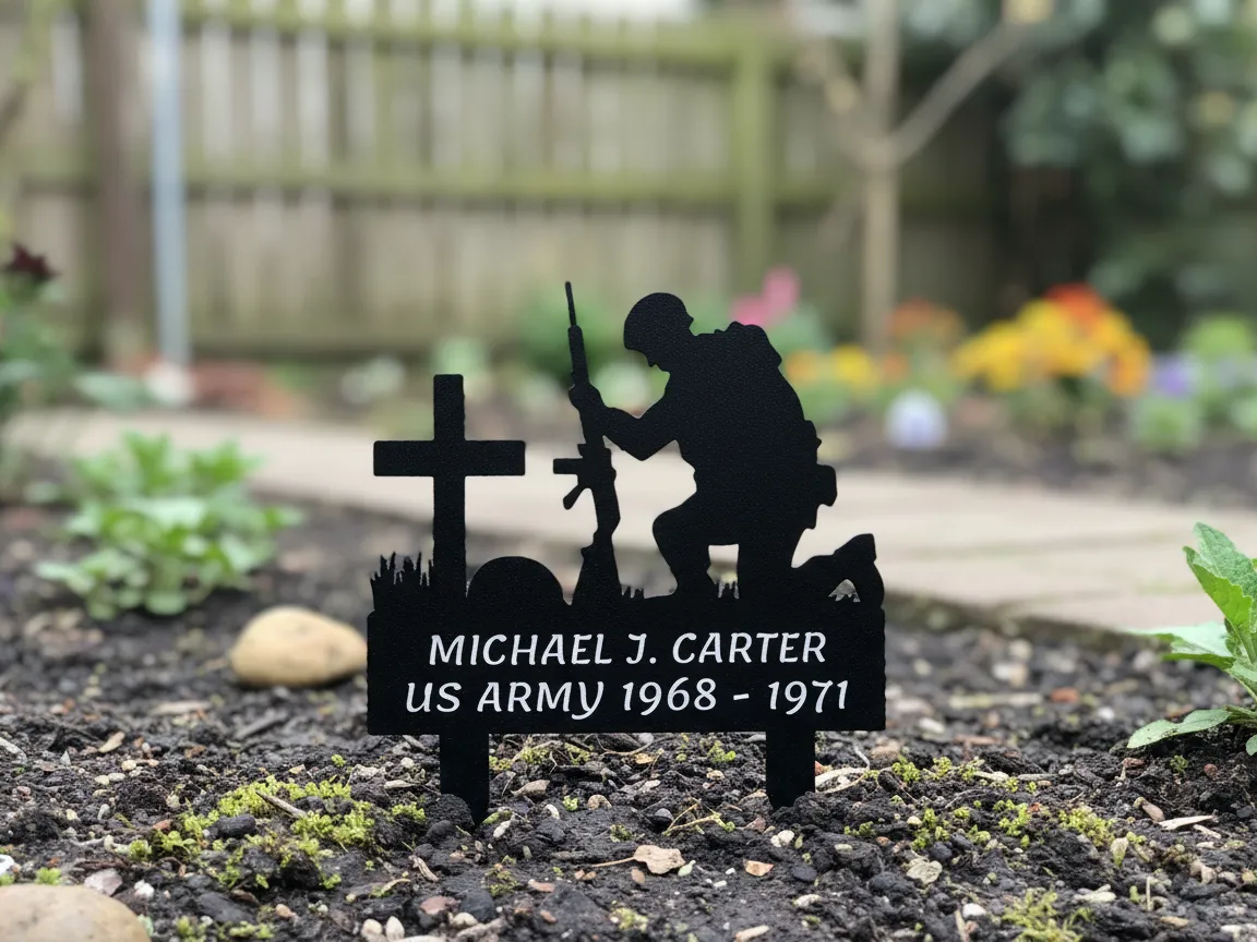 Personalized Outdoor Memorial Soldier Name Laser Cut Bundle | Military ...