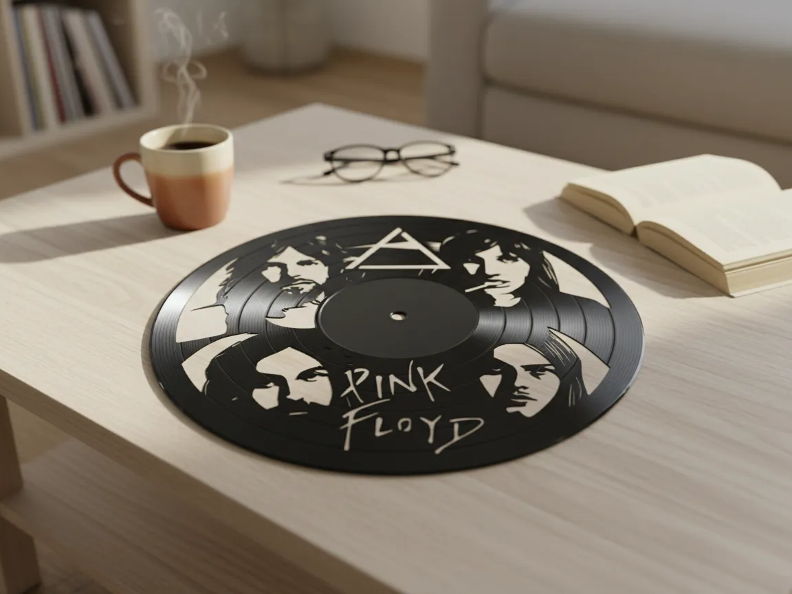 Disque vinyle décoratif Pink Floyd avec portraits des membres du groupe ...