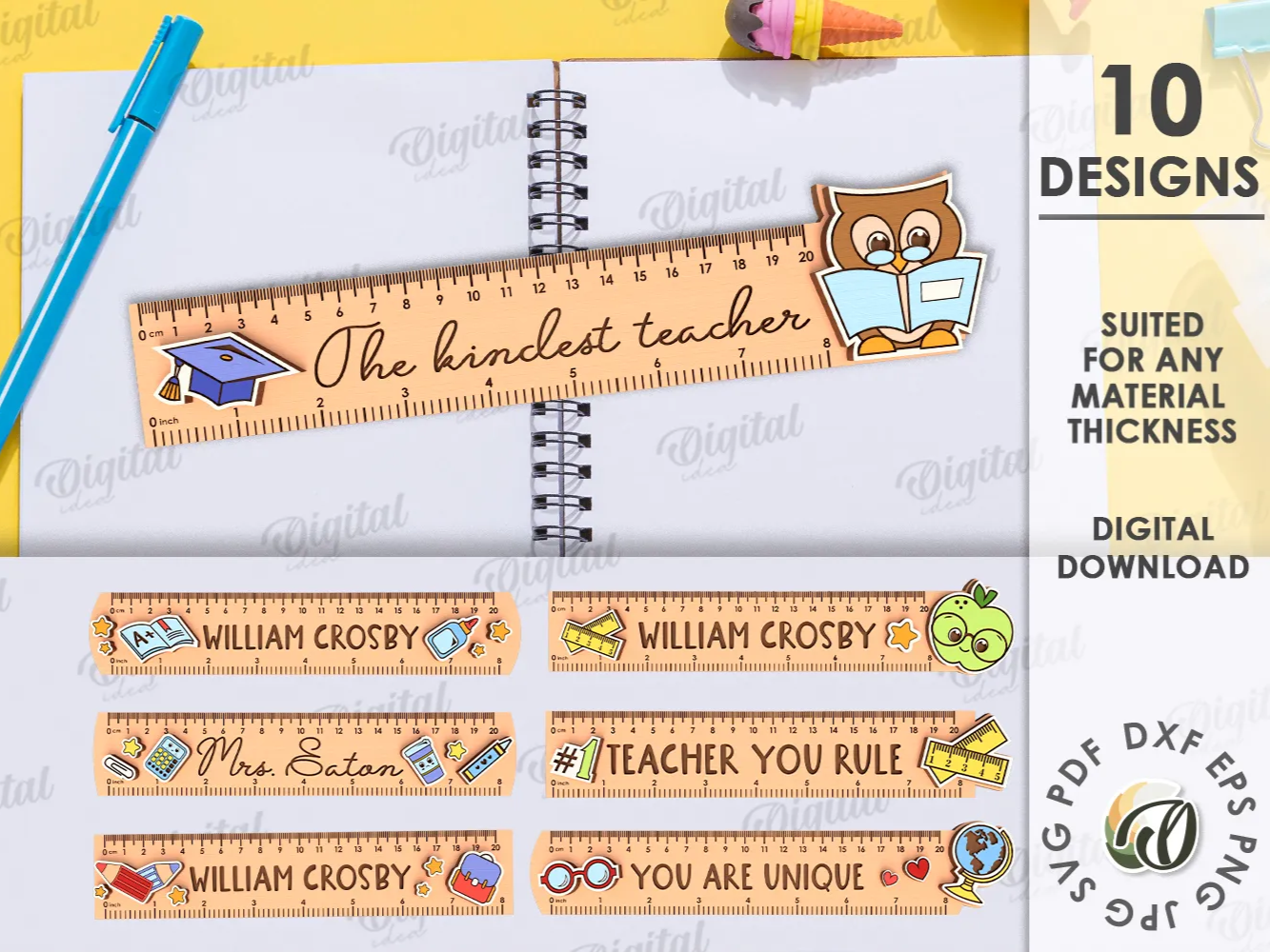 School rulers bundle laser cut. Wooden childrens ruler. School ruler ...