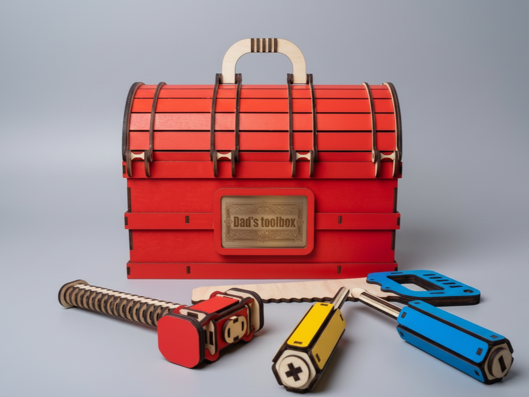 Father's Day Wooden Toolbox with Toy Tools