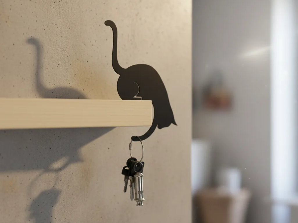 Laser Cut Black Cat Wall Hook Key Holder for Home Decor | Free Files ...
