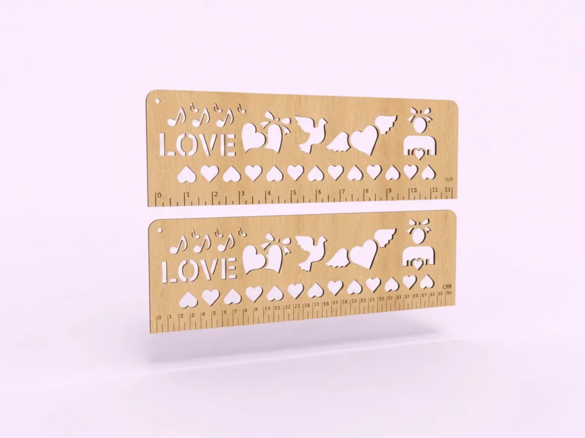 Love Ruler SVG | Laser Cut Ruler Template | Decorative Measuring Tool ...