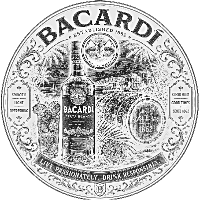 Bacardi Rum Themed Round Slate Drink Coaster