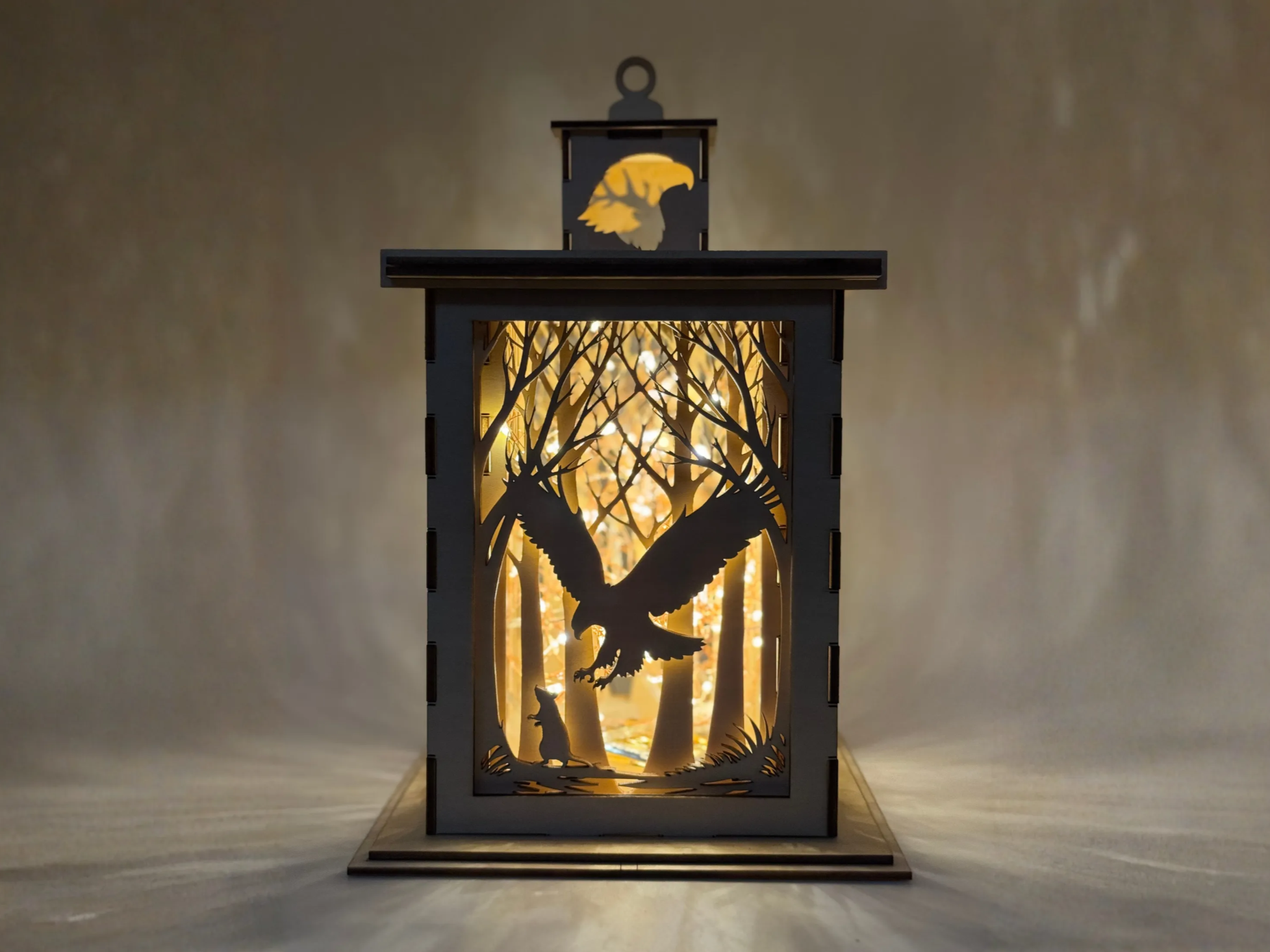 Large 3D Multi Layer Laser Cut Wooden Light Box Lantern with Eagle ...