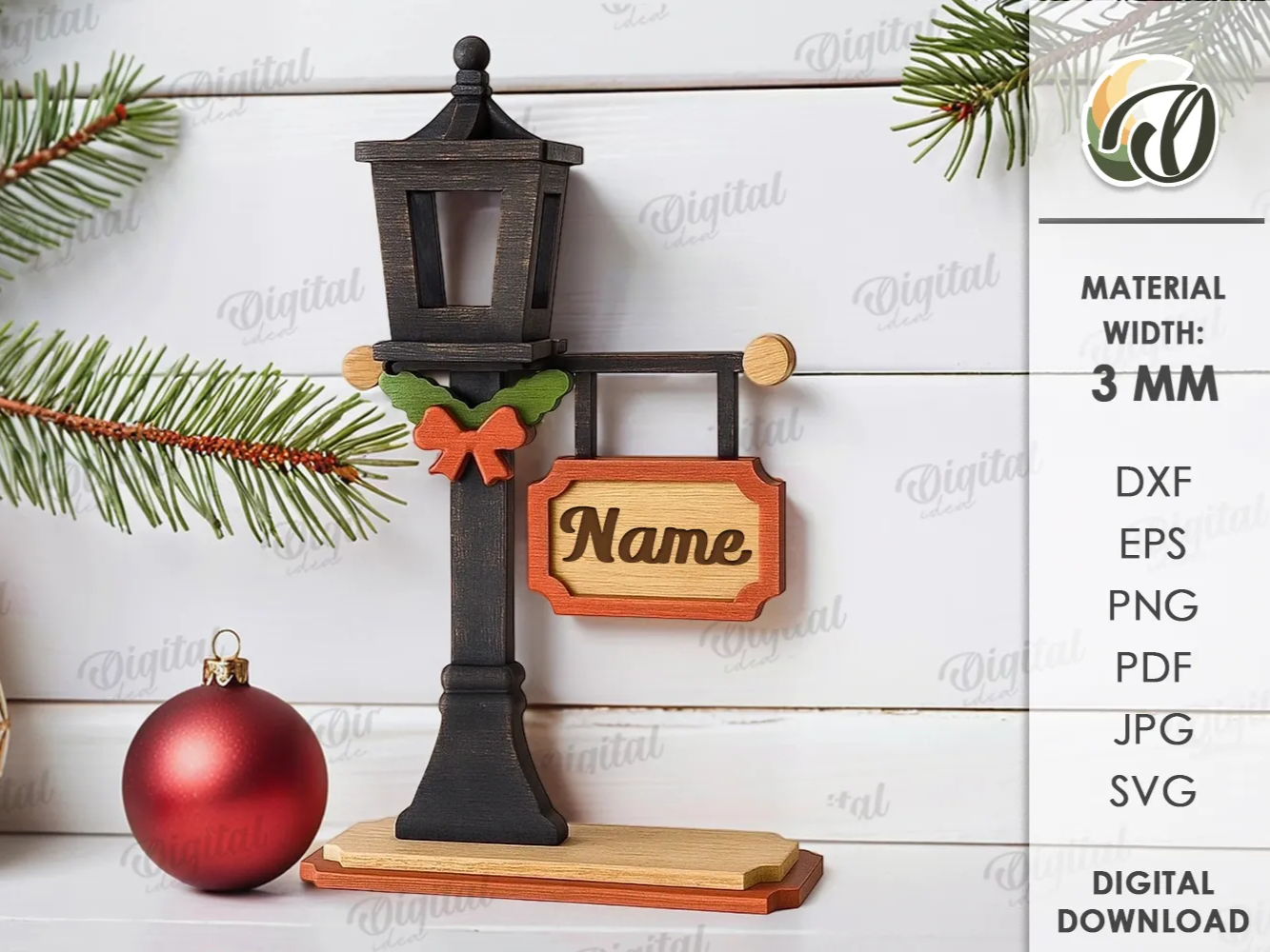 3D Street lamp name place stand. Street light table name decor lasercut ...