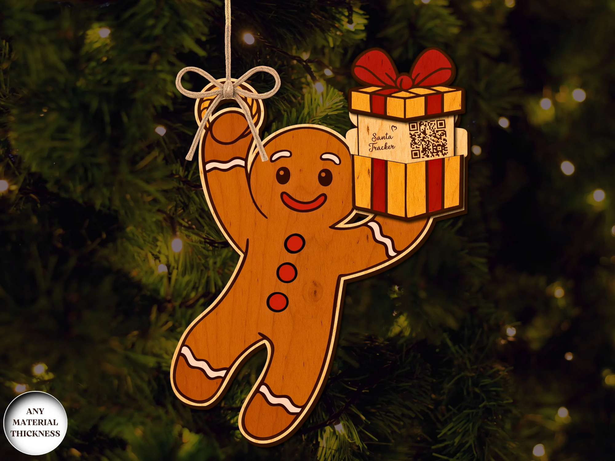 Gingerbread Man Santa Tracker Ornament SVG | Ready to Use Files - Atomm