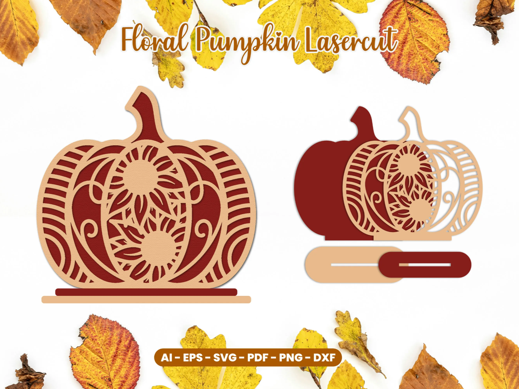 Floral Pumpkin Laser Cut Autumn Home Decor | Ready to Use Files - Atomm