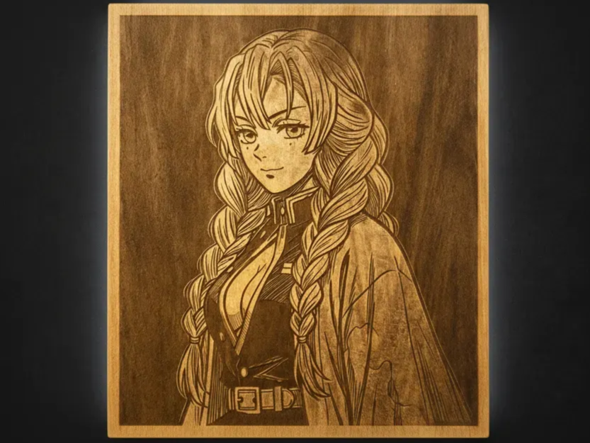 Elegant Anime Hashira Portrait – Laser Engraved on Wood | Free Files ...