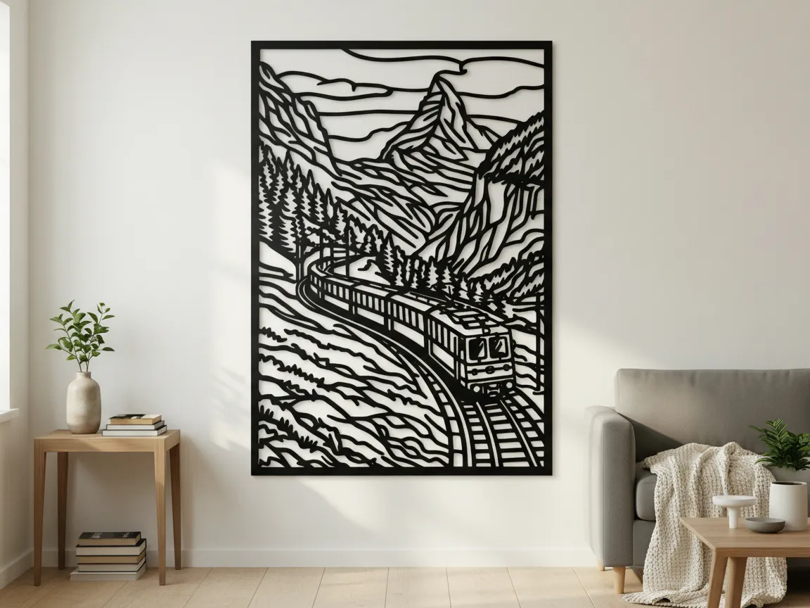 Laser Cut Landscapes Wall Art Decor – Alpine Valley Train | Flow-Line ...