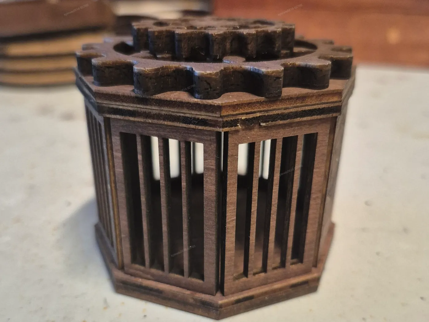 Laser Cut Wooden Hexagonal Gear Dice Jail / Decorative Box | Free Files ...