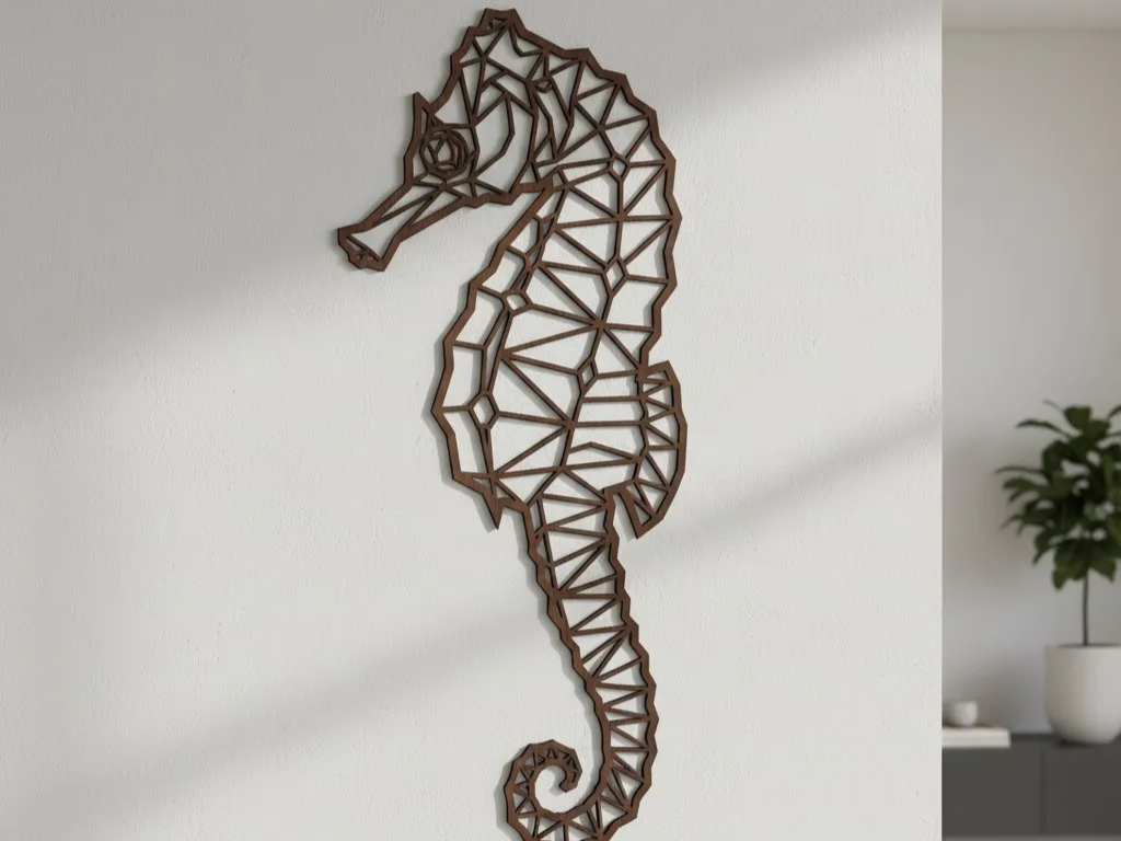 Seahorse Wall Art SVG | Laser Cut File | Geometric Low-Poly | Wood Wall ...