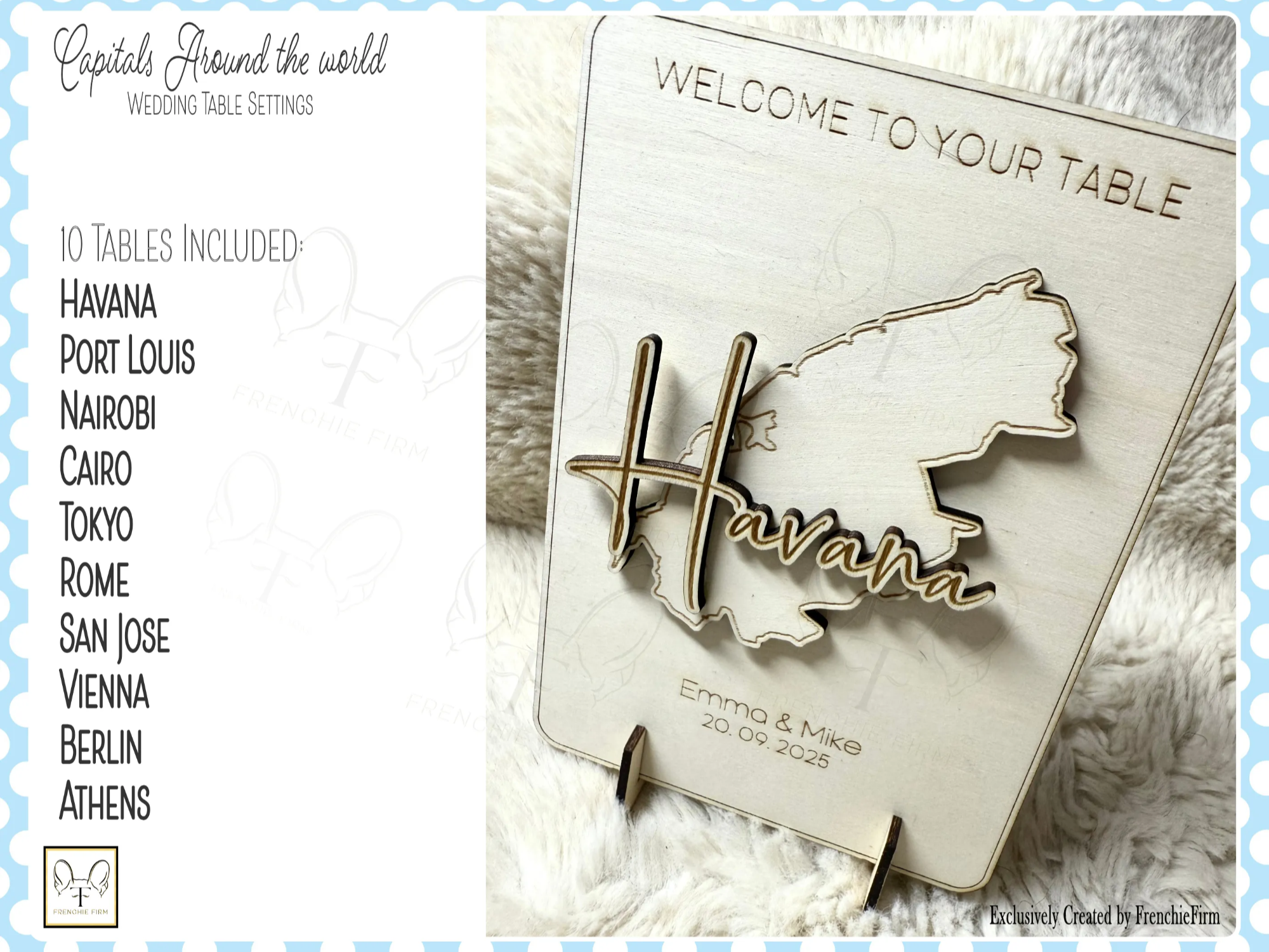 Laser cut and engrave | Set of 10 x Customisable Wedding Table Signs ...