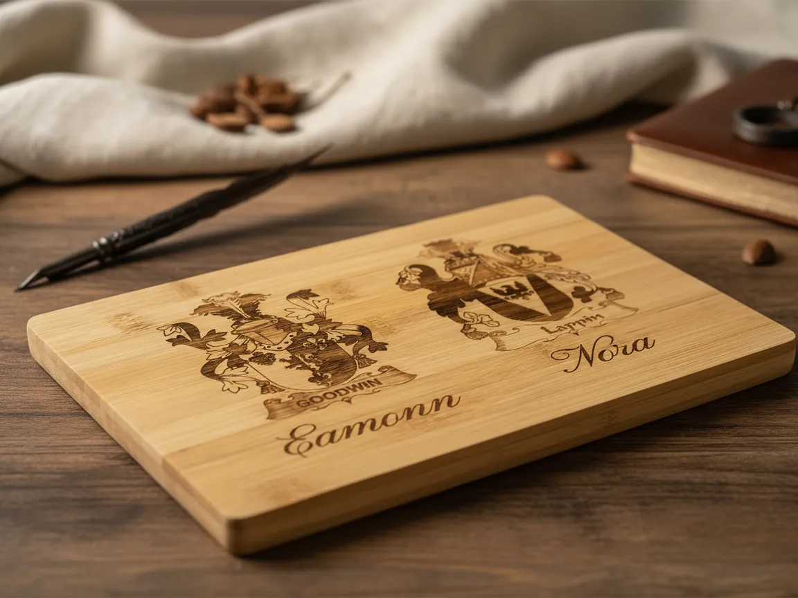 Personalized Laser Engraved Bamboo Cutting Board with Family Crests ...