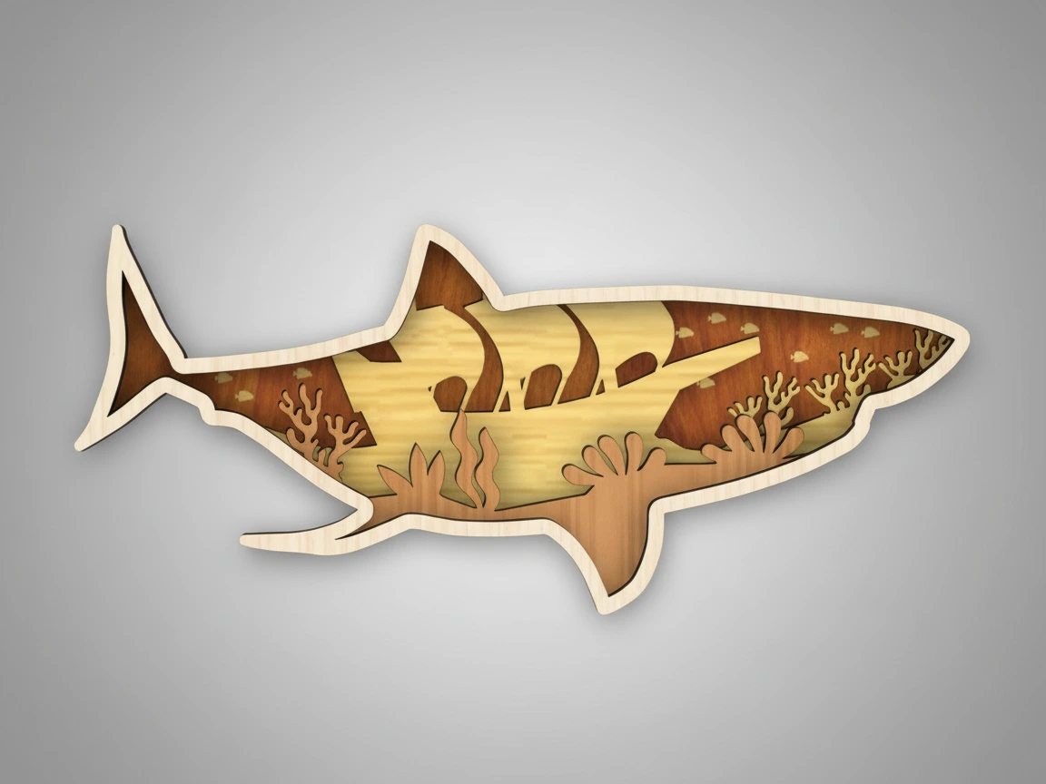 Ocean Shark Layered SVG XCS Design | 5 Layer Tropical Wooden Decor ...