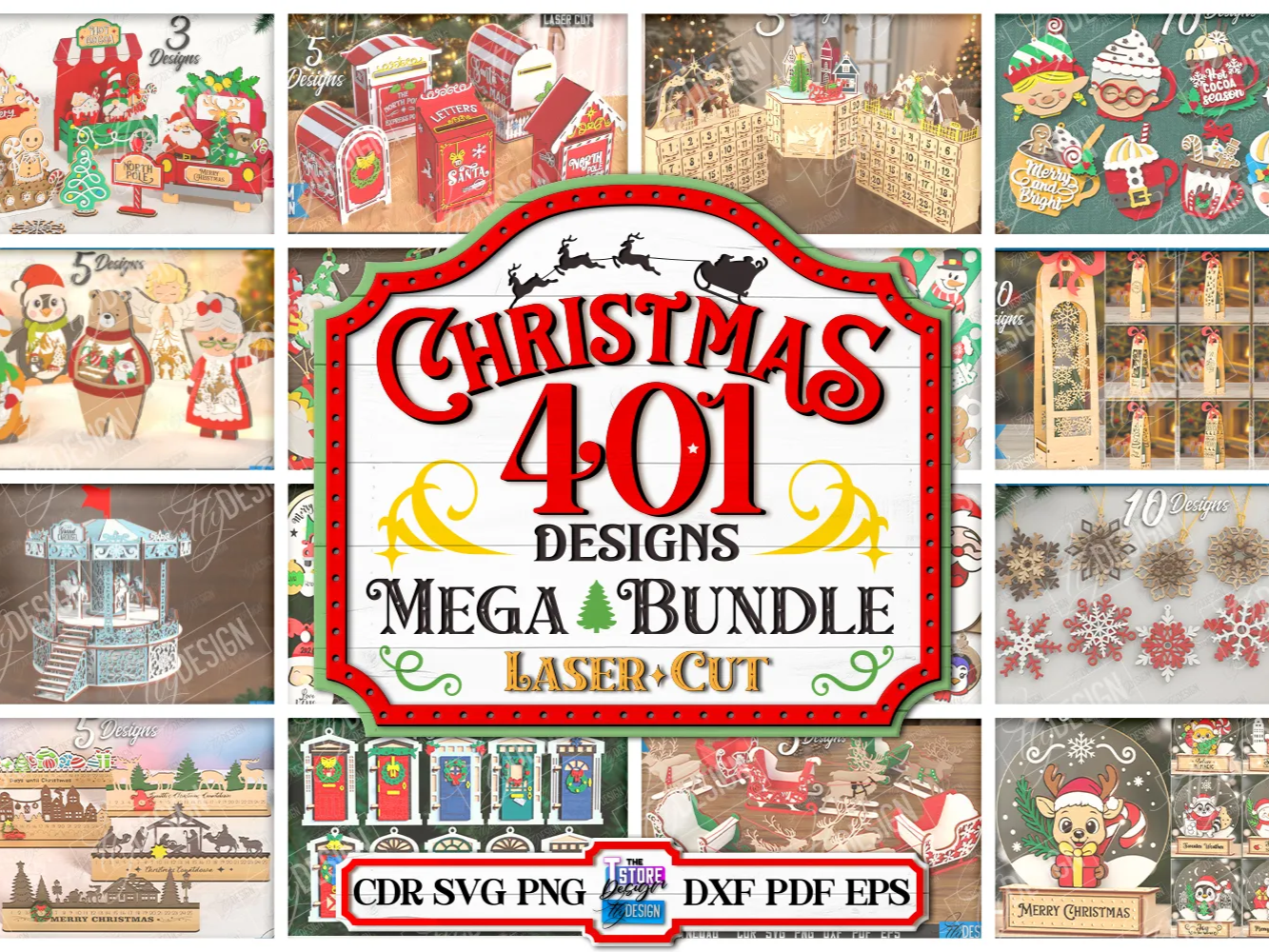 401 Christmas Mega Bundle Laser Cut, 3D Christmas Decorations ...
