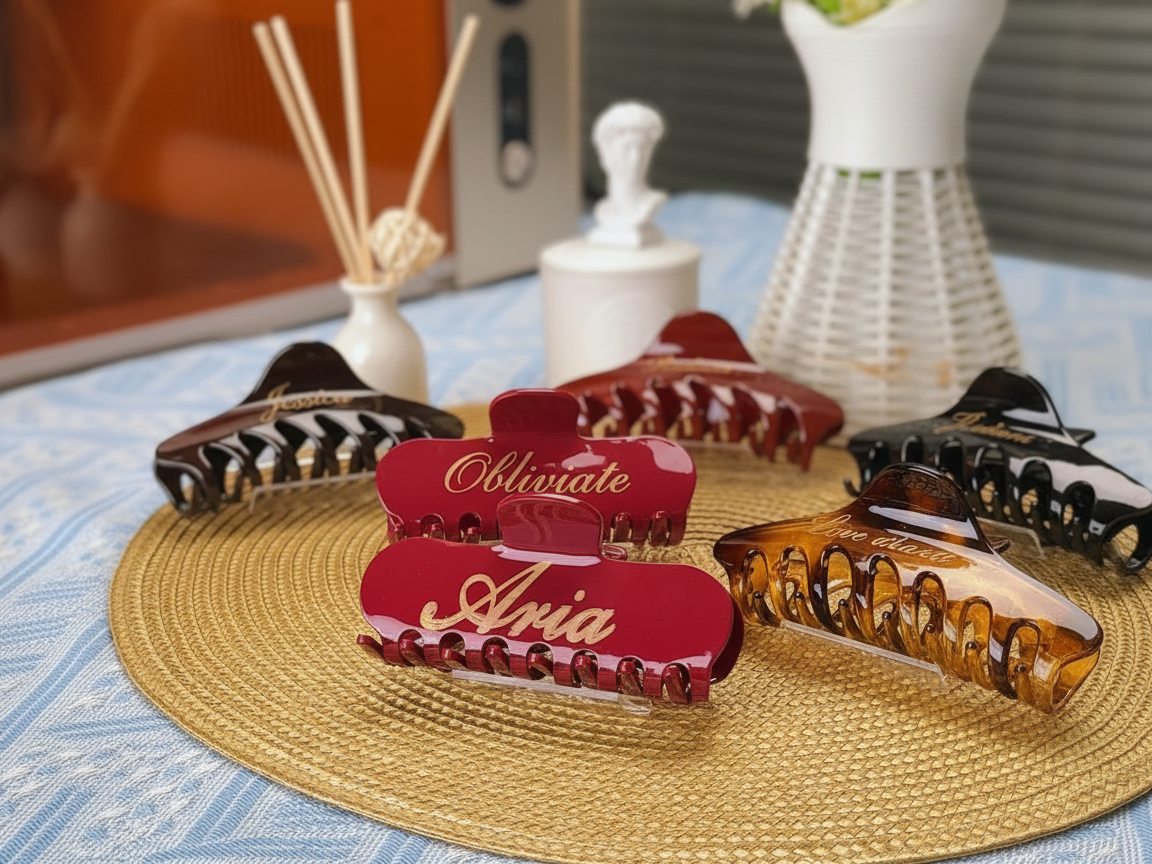 Personalized Laser Engraved Hair Claw Clips with Names | Free Files - Atomm