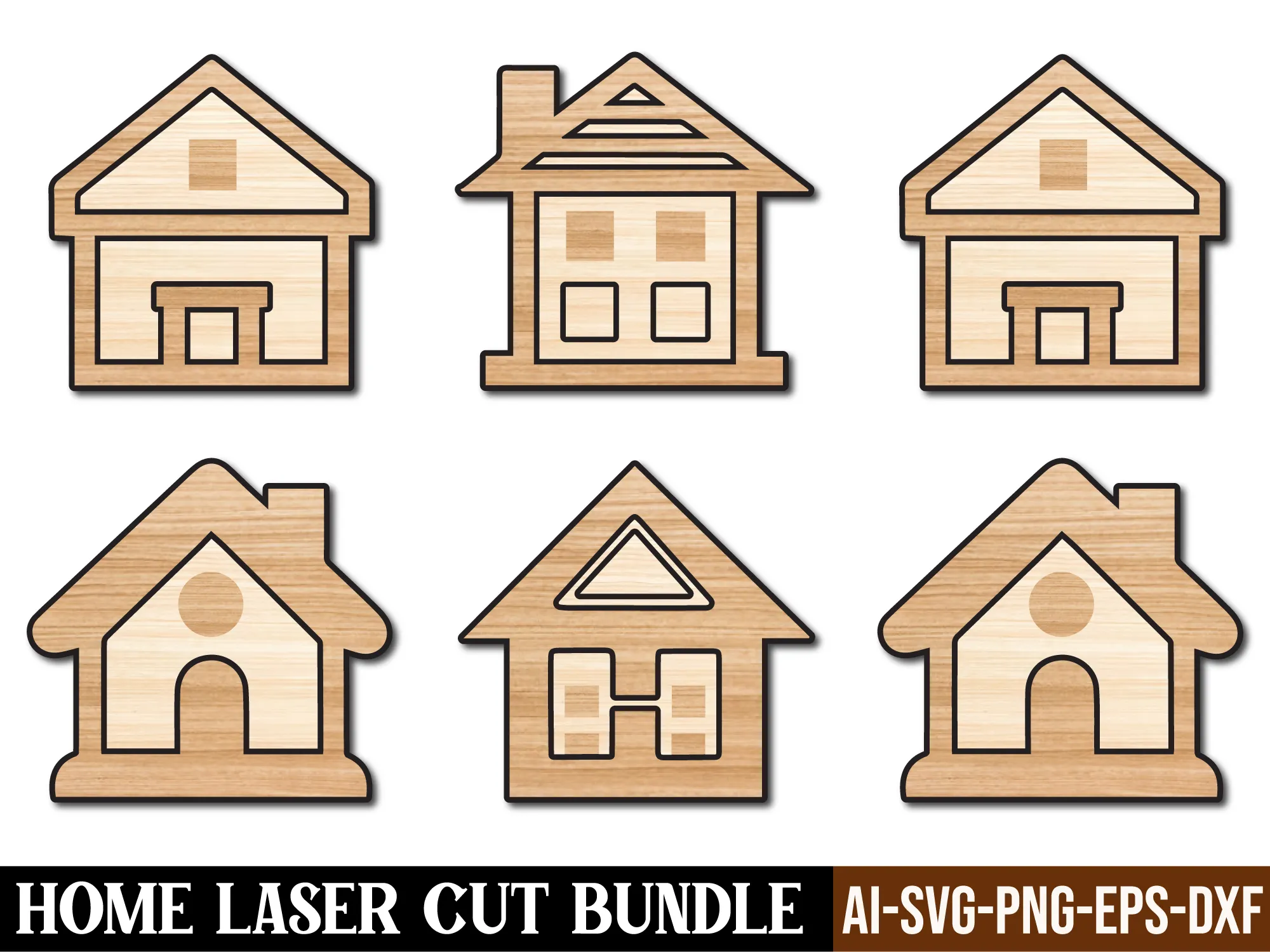 Home Laser Cut Wooden House Icons Bundle with Multiple Designs | Ready ...