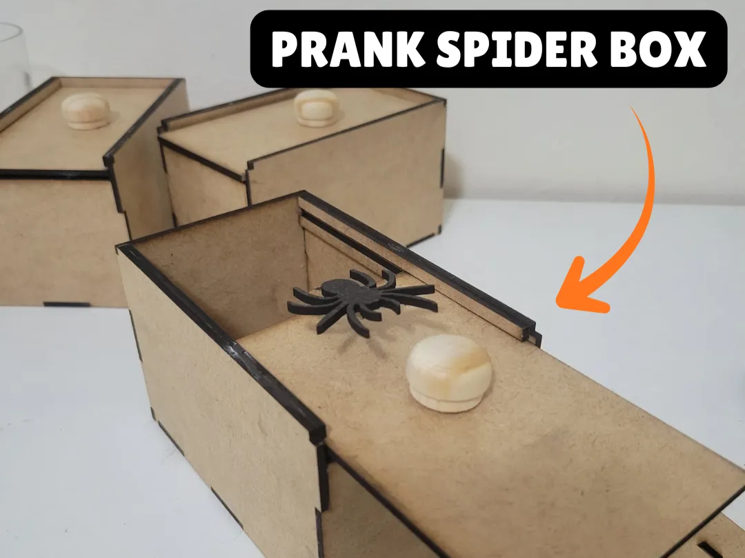 Laser Cut Wooden Prank Spider Box with Sliding Lid | Ready to Use Files ...