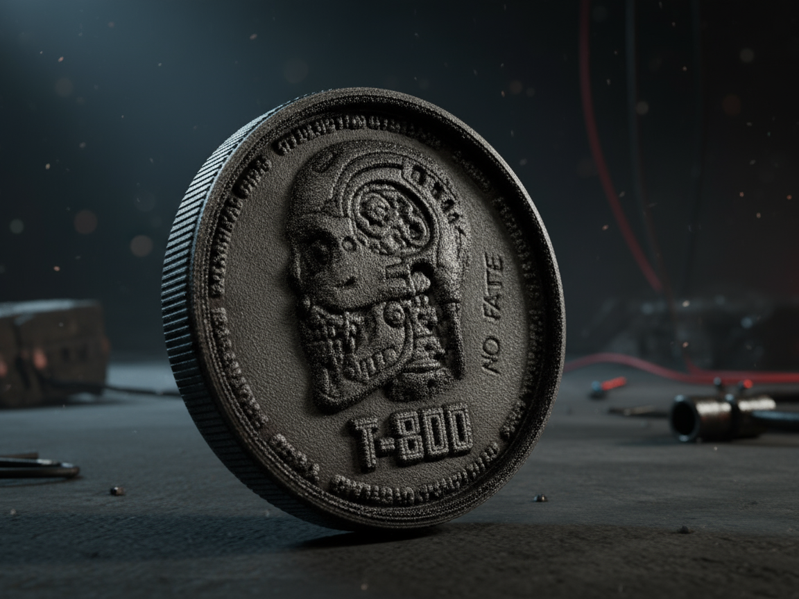 Terminator T-800 Steel Coin - Genuine non AI Depth Map | Free Files - Atomm