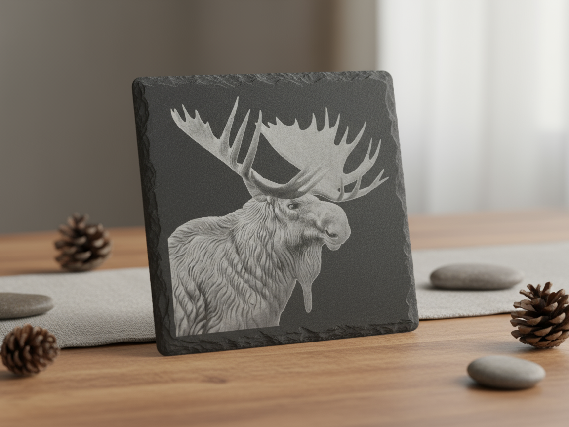 Laser Engraved Slate Plaque with Moose Artwork | Free Files - Atomm