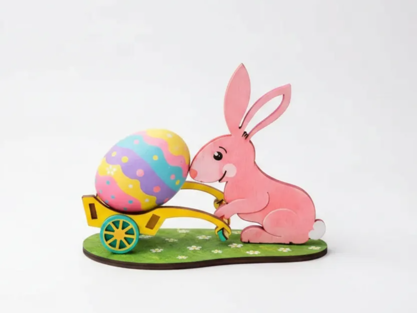 Easter Bunny Egg Holder SVG | Laser Cut Easter Bunny With Wheelbarrow ...