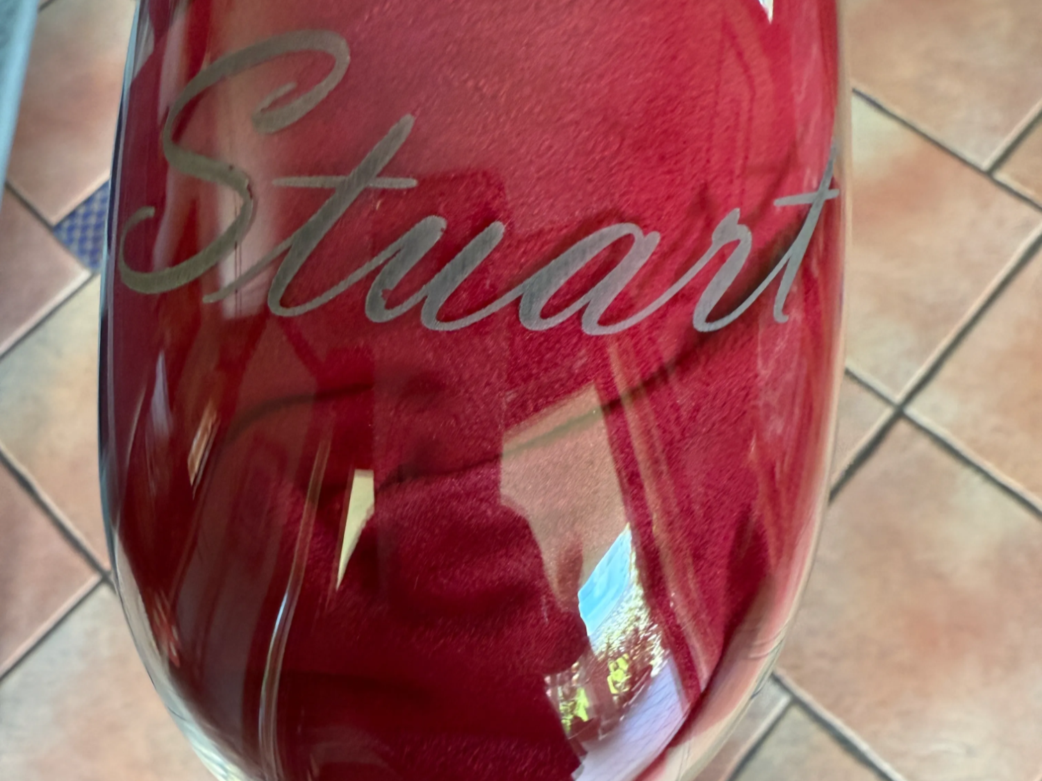 Personalized Laser Engraved Red Wine Glass with Stuart Name | Free ...