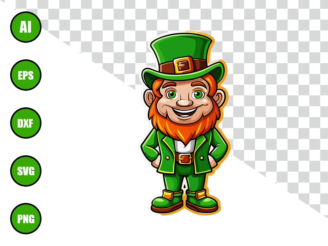 Cartoon Leprechaun Character Digital Vector Files AI EPS DXF SVG PNG ...