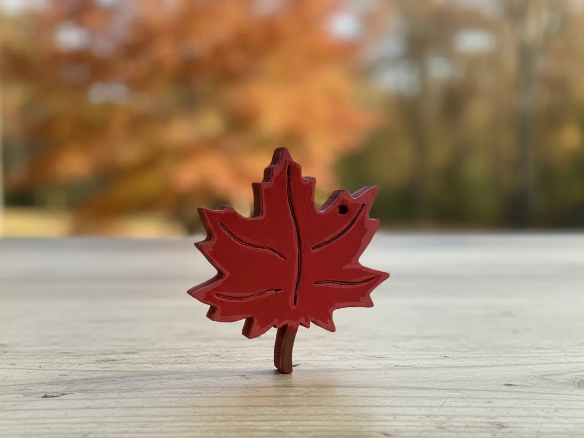 Laser Cut Red Maple Leaf Wooden Ornament | Free Files - Atomm