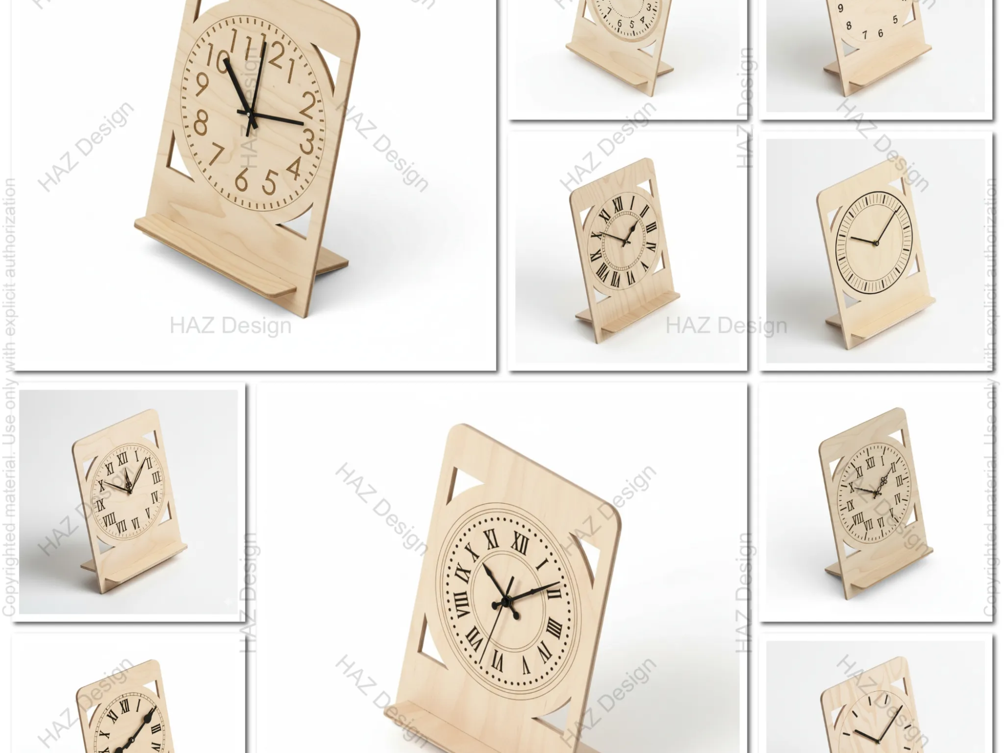 Laser cut and engrave | Modern Wooden Table Clocks Templates for Laser ...