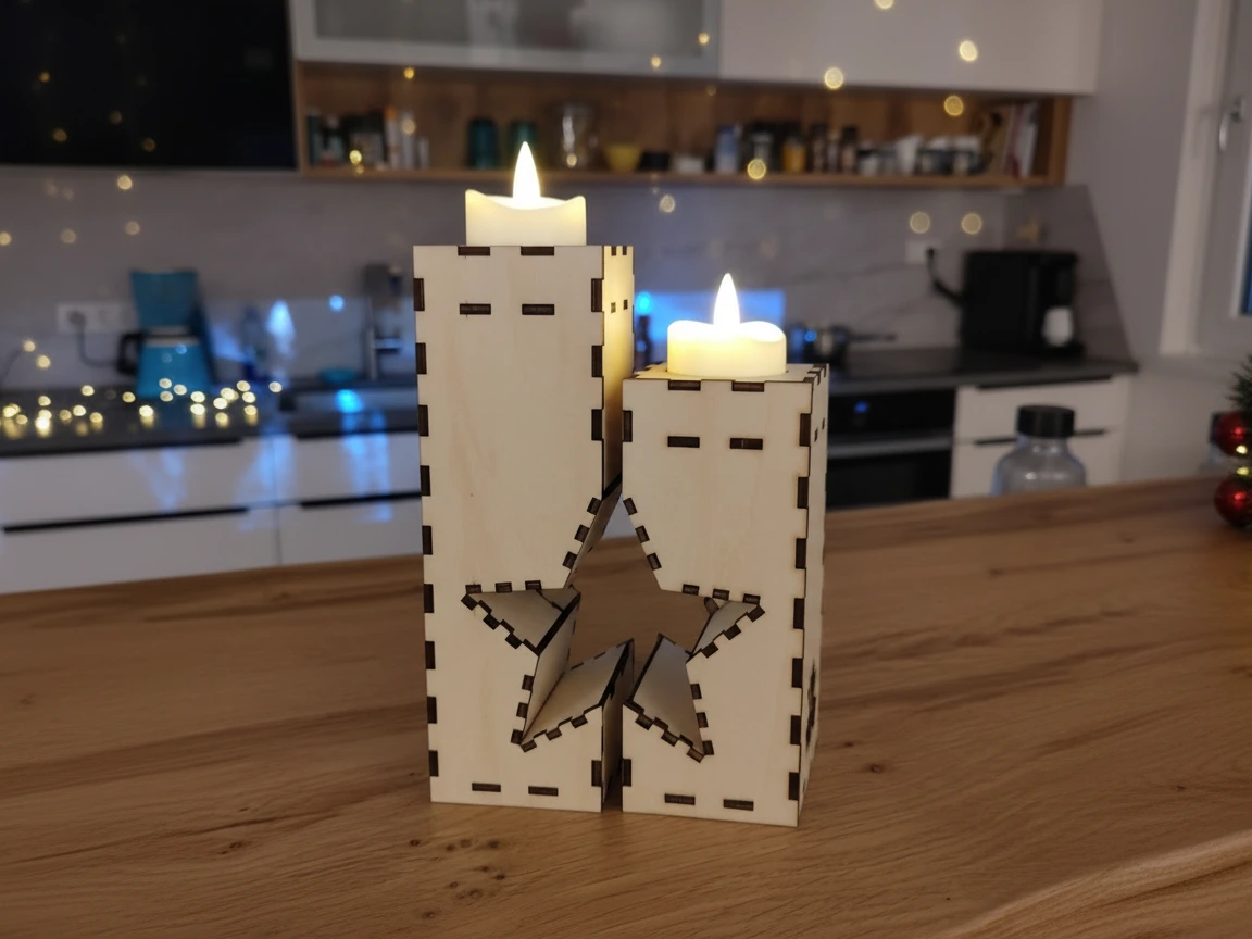 Laser cut and engrave | Laser Cut Wooden Star Candle Holder for LED ...