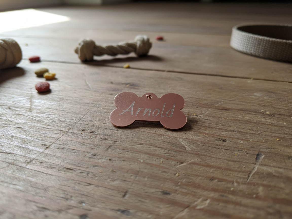 Laser Engraved Dog Bone Pet ID Tag with Name Arnold | Free Files - Atomm