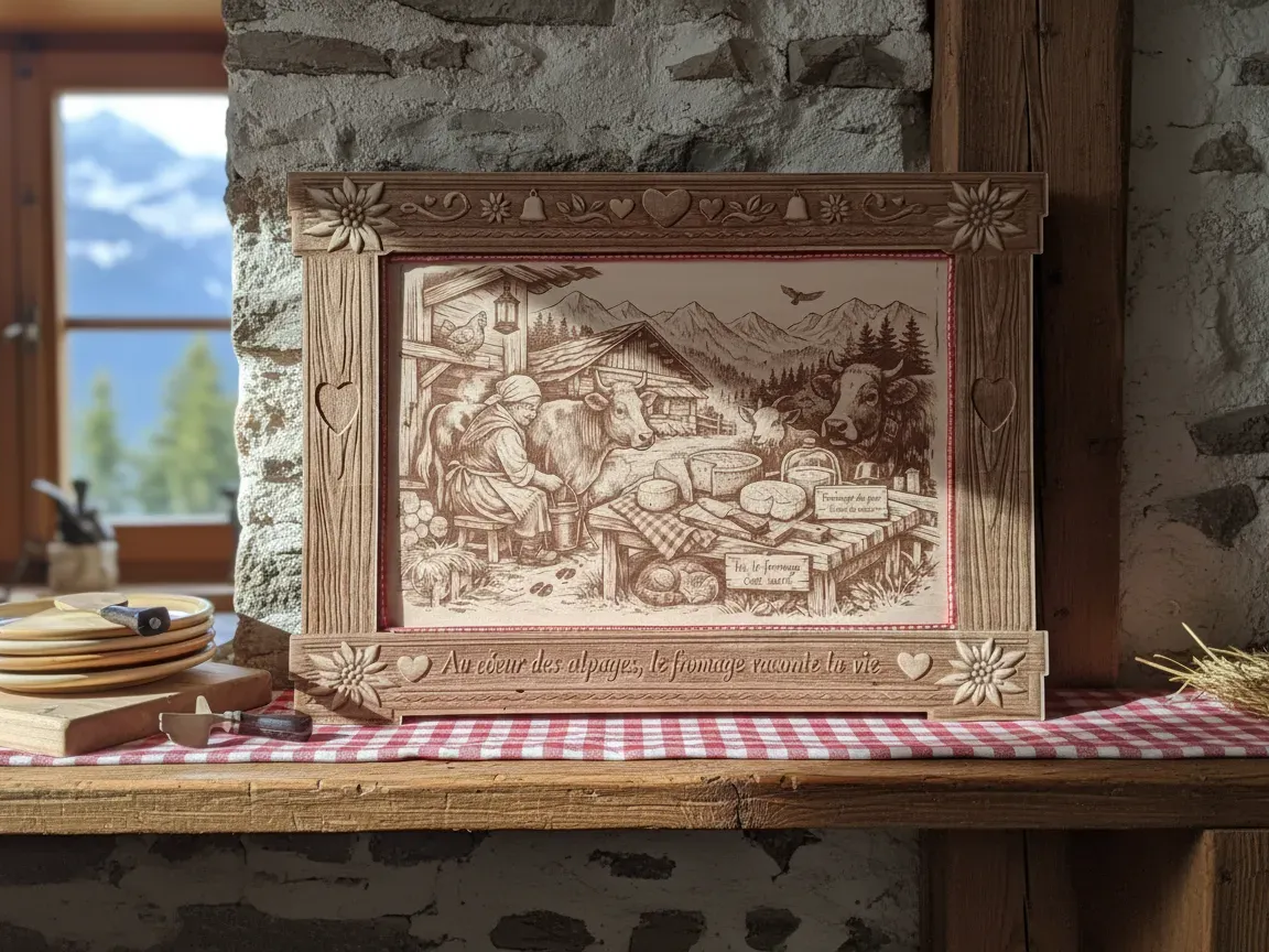 Tableau mural en bois illustrant une scène traditionnelle de ...