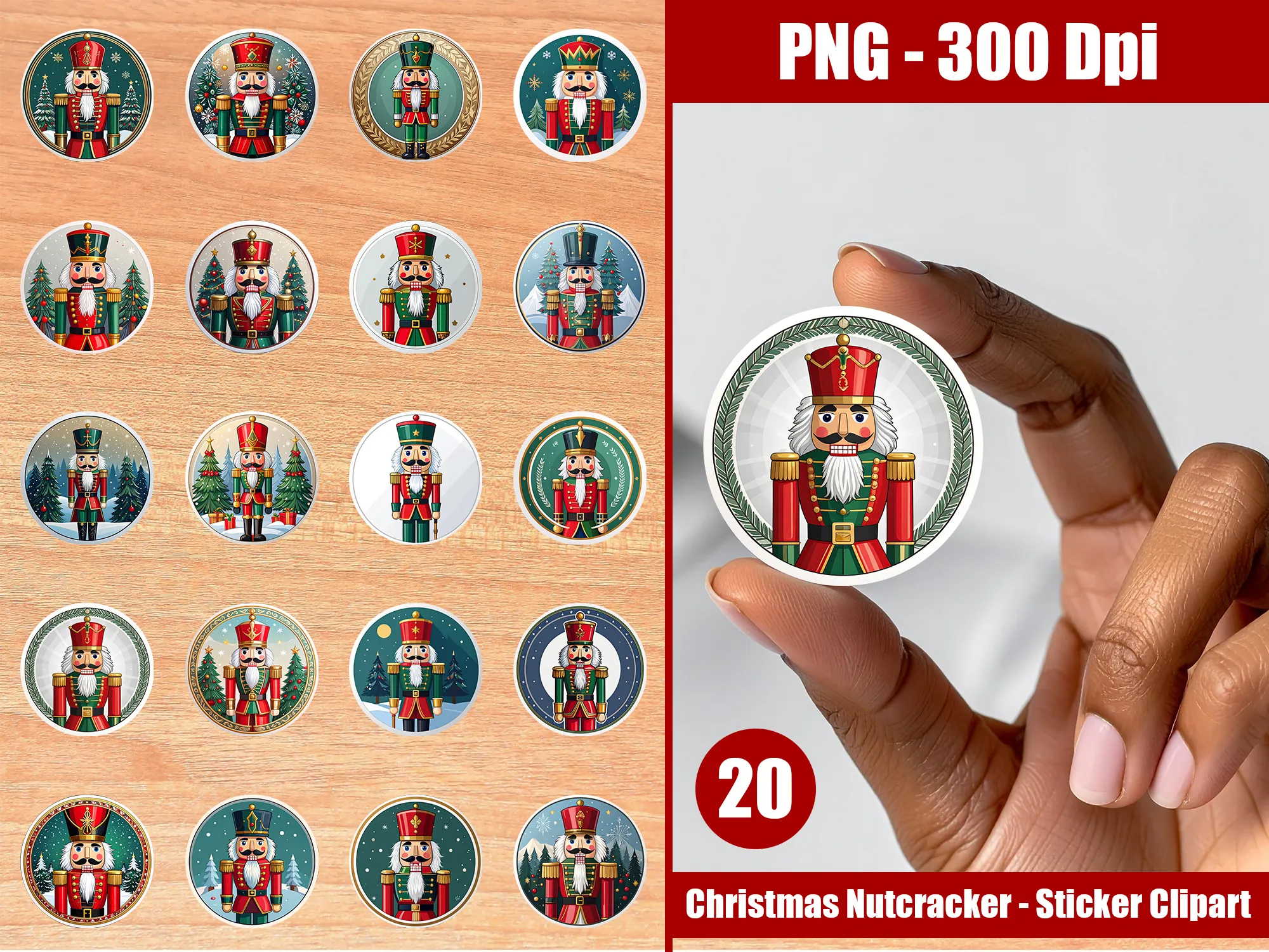 Christmas Nutcracker 20pcs Sticker Clipart PNG - Ready to Use Files - Atomm