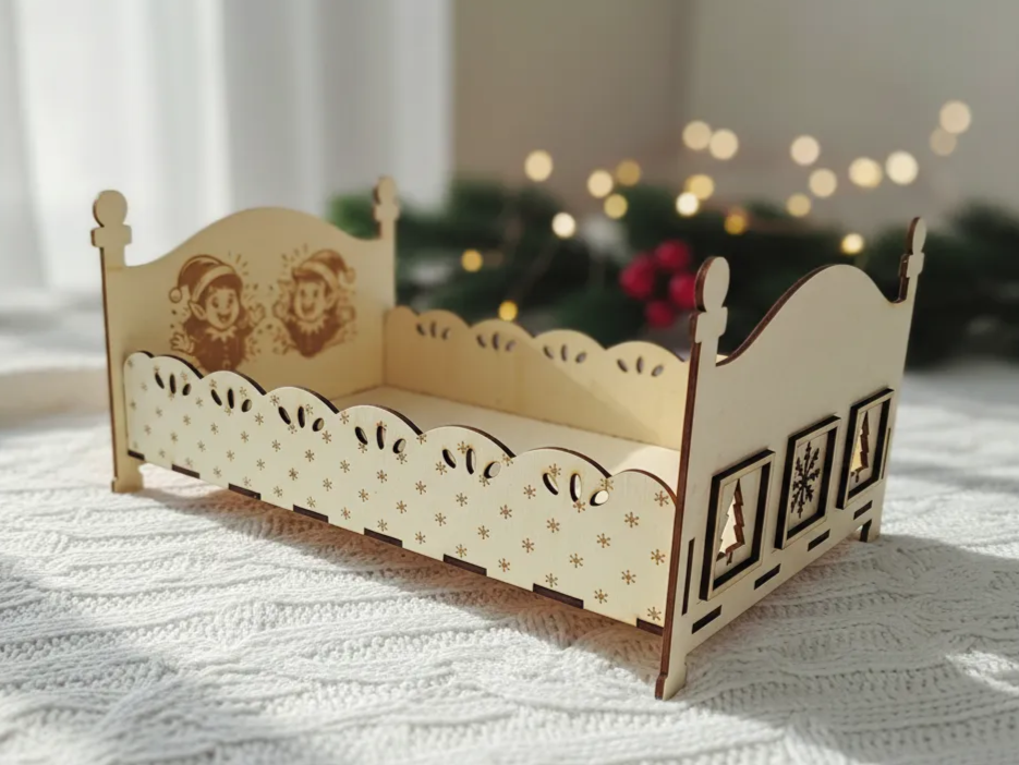 Laser Cut Wooden Christmas Decorative Bed for Elf | Free Files - Atomm