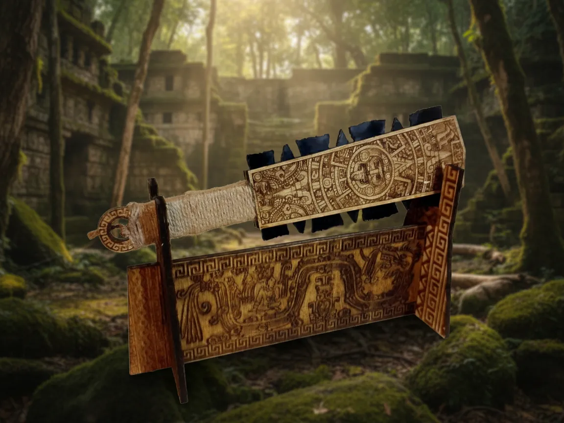 Aztec Knife Macuahuitl and Decorative Wooden Stand | Ready to Use Files ...