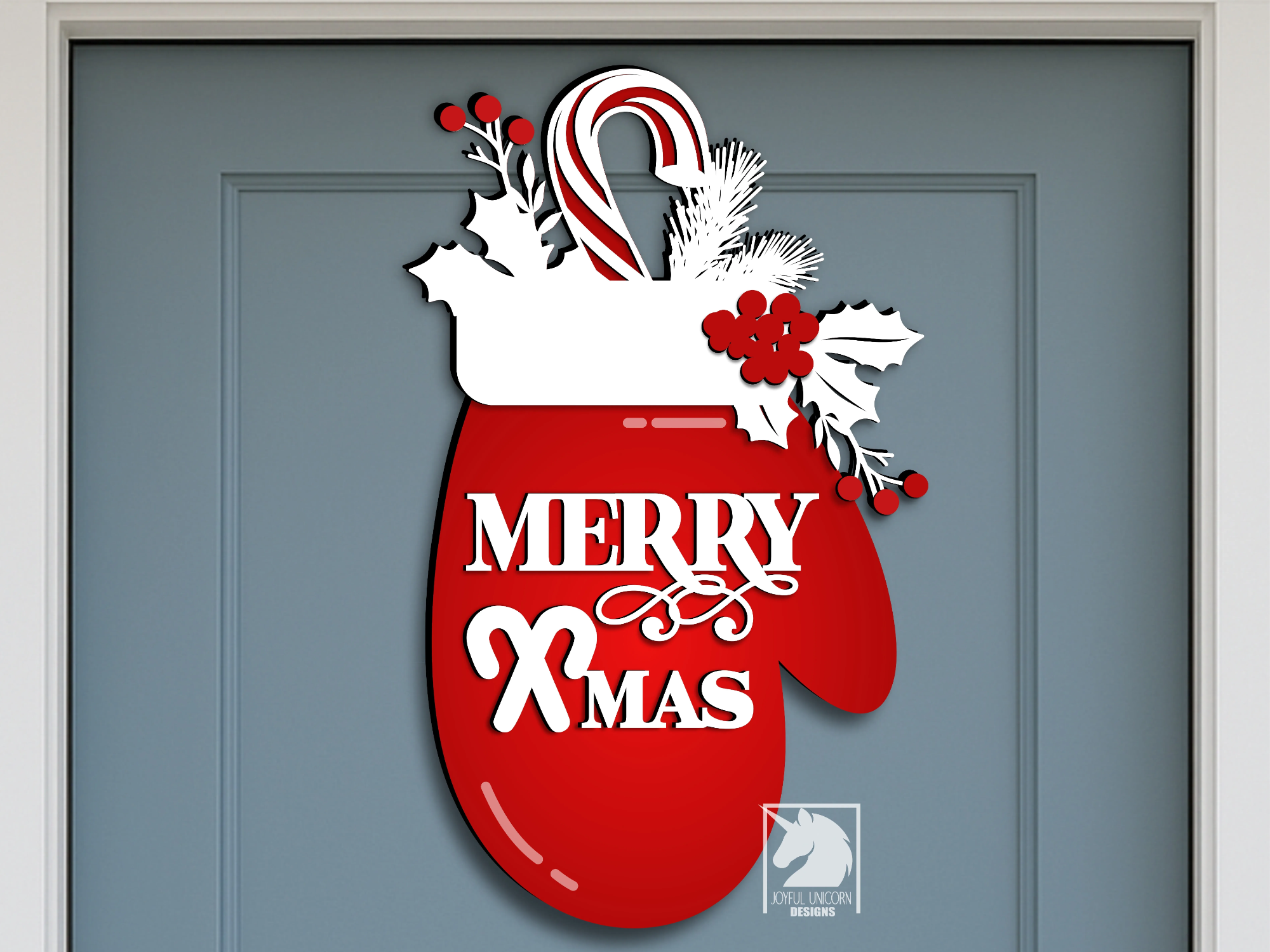 Christmas Mitten Door Hanger SVG, Merry Christmas Welcome Sign SVG ...