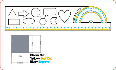 Kids Ruler Stencil SVG | Laser Cut Geometry Shape Template (Digital ...