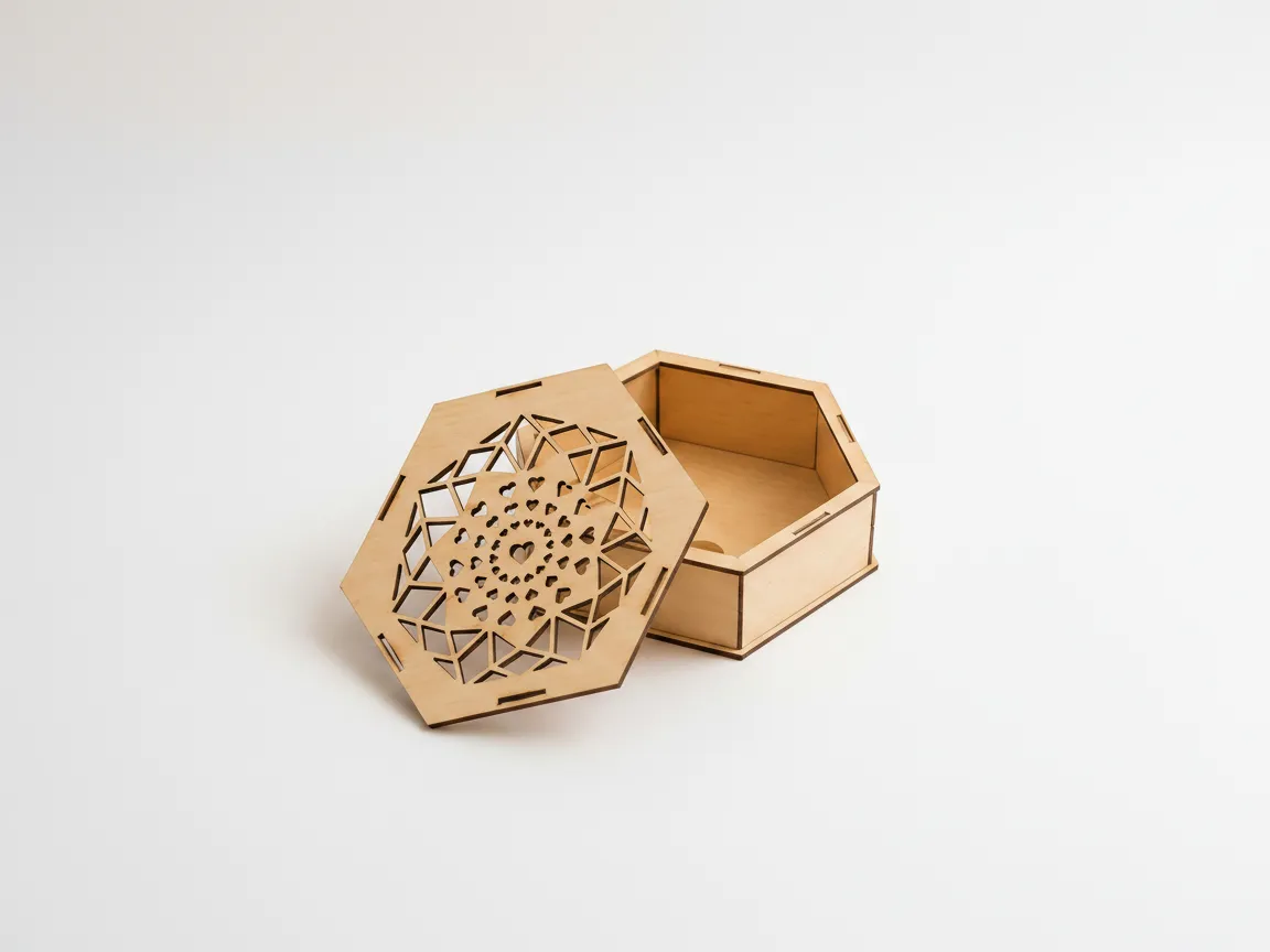 Hexagon Gift Box SVG 3mm | Laser Cut Flower Box | Wooden Decorative Box ...