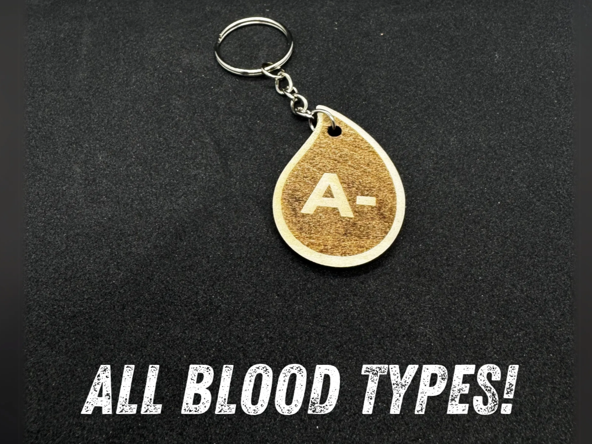 Laser cut and engrave | Blood type keychain - All blood types ...