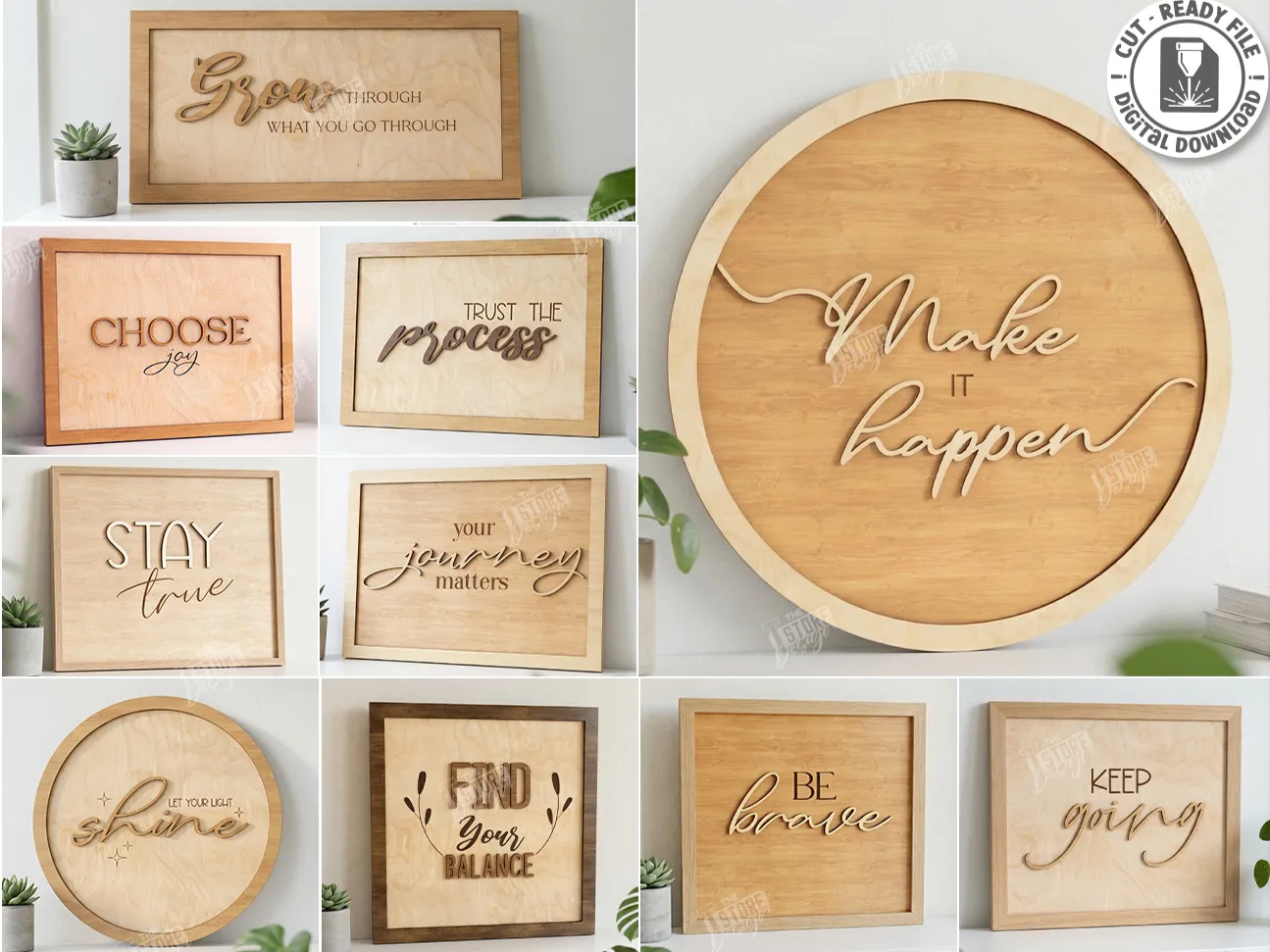 Inspirational Quote Wooden Wall Signs with Dimensional Lettering Laser ...
