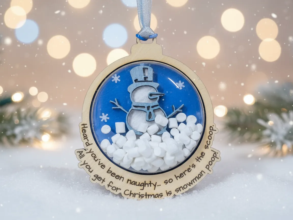 Laser Cut Snowman Poop, Re-fillable Ornament | Ready to Use Files - Atomm