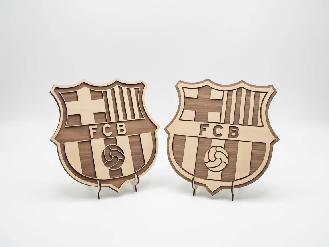 Laser cut and engrave | Laser Cut Wooden FC Barcelona Logo Plaques ...
