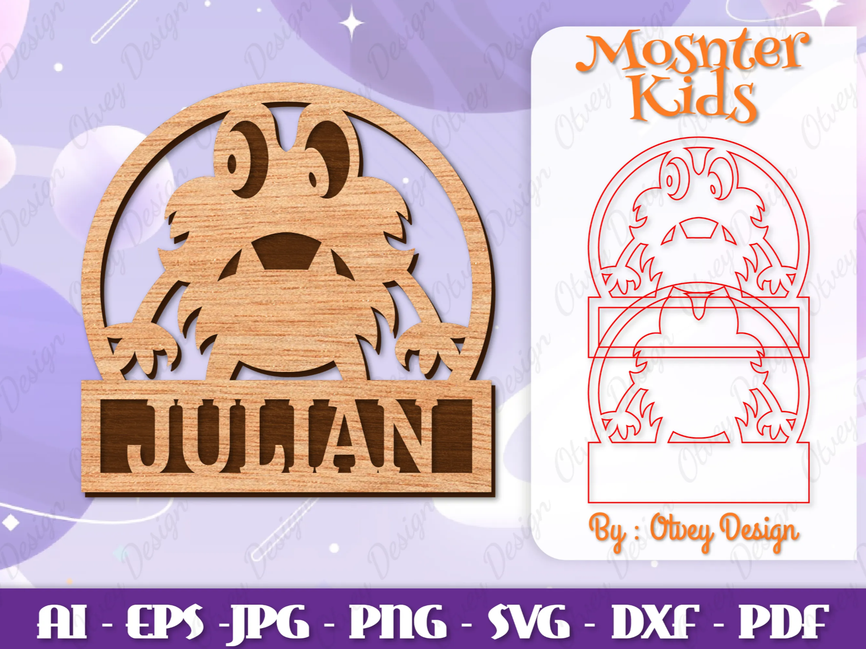 Laser cut and engrave | Cute Monster Name Sign Lasercut | Ready to Use ...