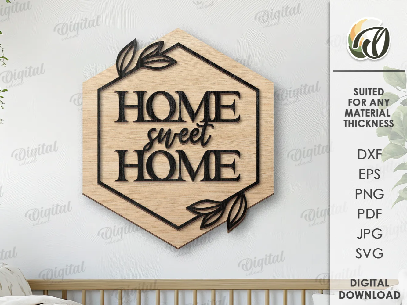 3D Home sign laser cut. Wooden floral hanging sign. Layered welcome ...