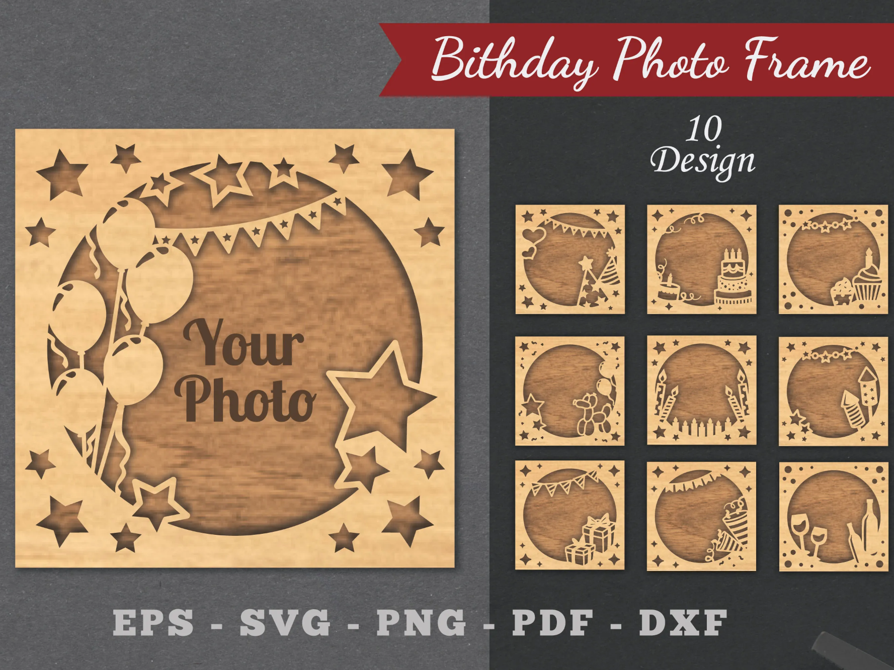 Laser Cut Birthday Photo Frame | Ready to Use Files - Atomm